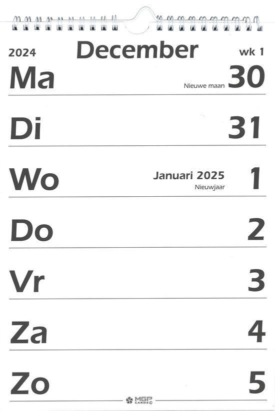MGPcards - Groot letter kalender 2025 - Grootcijfer kalender - Week ...