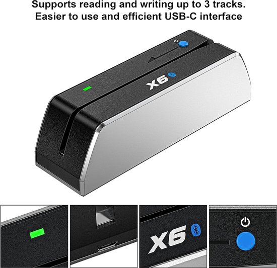 MSR605/MSR606 Credit Card Reader Writer - Bluetooth & USB - Inclusief ...