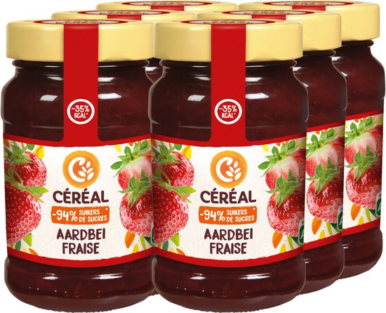 Céréal Jam Aardbeien - 6 x 270 gr - Voordeelverpakking | bol