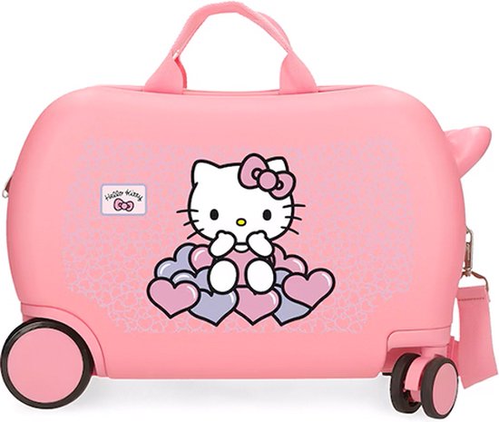 Hello Kitty Rolling Suitcase 4 Wheels Hearts & Dots Pink | bol
