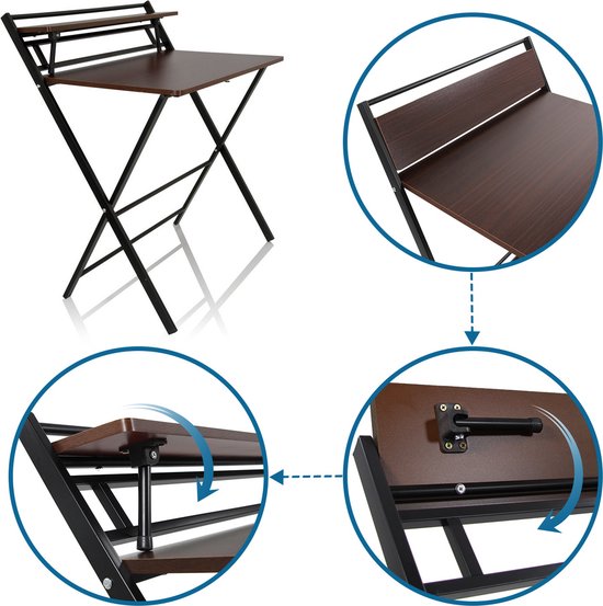 EASY CLAP | 92x84 - Inklapbaar bureau Zwart / Walnoot | bol