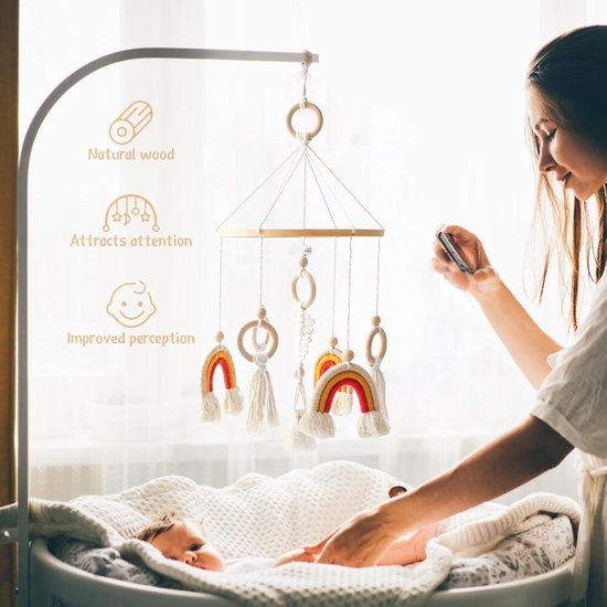 Babybed mobiel houten windspel regenboog hangend decoratie - cadeau ...