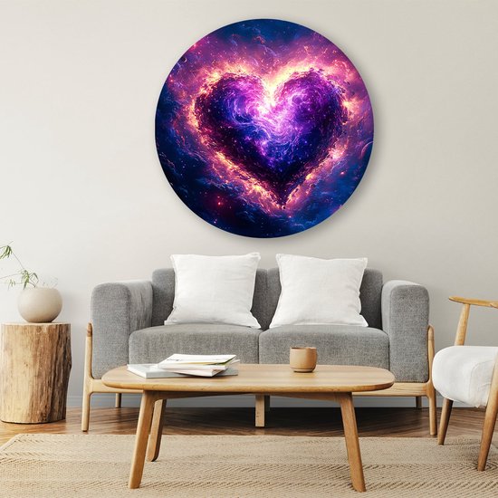 Hart in kosmische ruimte - Universum muurcirkel - Ronde muurdecoratie ...