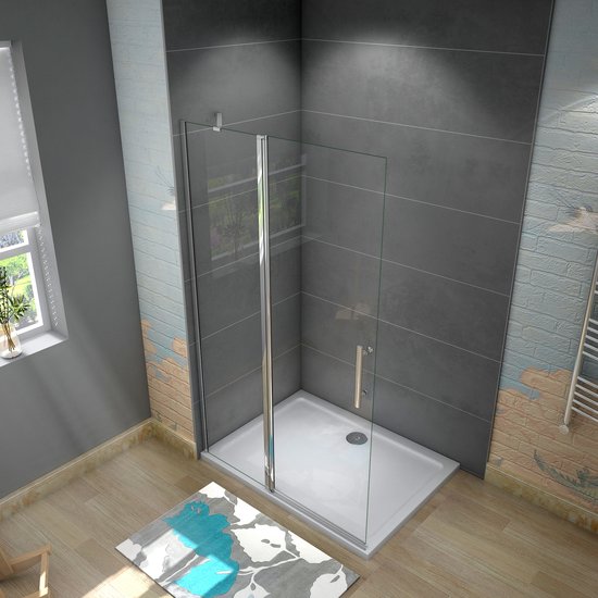 Douchewand-Inloopdouche draaibaar 116x195cm 6 mm NANO veiligheidsglas ...