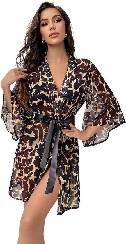 Betaalbare Goederen® Badjas - Luipaard print - Badjas dames - maat L ...