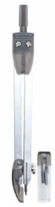 Passer set - grijs - 2 delig - 17 cm - met potloodvullingen - Wiskunde ...