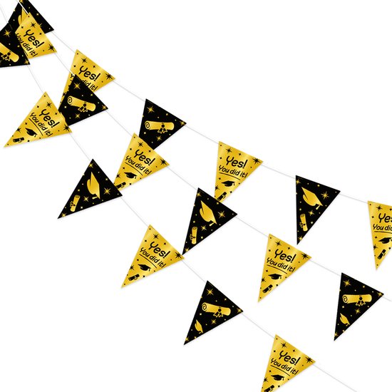 BTH - Slingers - Yes you did it – Geslaagd - Versiering - Goud & Zwart – 1 Stuk –... | bol