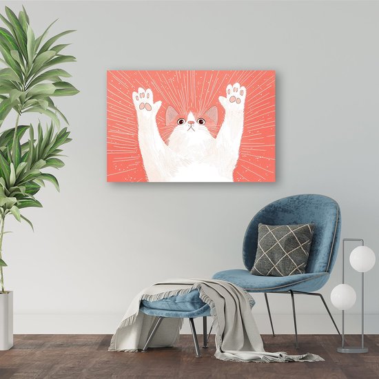 Kat in krachtige pose - Kat poster - Poster dier - Lijntekening ...