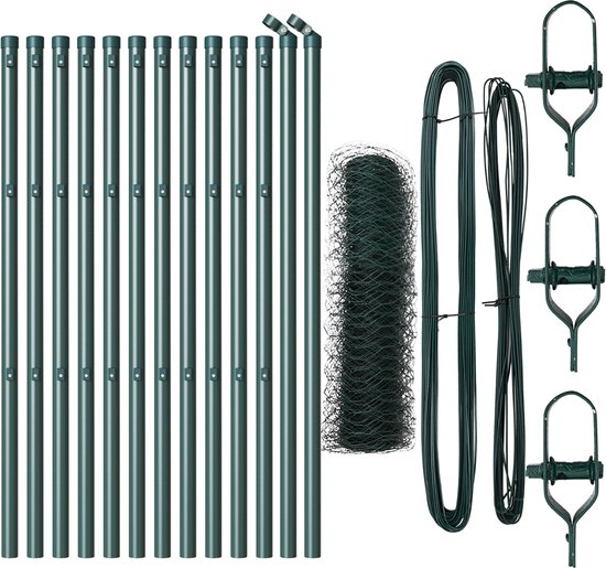 vidaXL - Heck - met - palen - Groen - 0.6 - x - 25 - m - PVC-gecoat ...