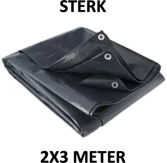 STACK Sterk Afdekzeil | 2 x 3 m - Zwart - 100 g/m2 - Bouwzeil ...