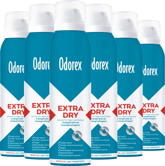 Odorex Extra Dry Deodorant Spray Sensitive - 6x 150ml ...
