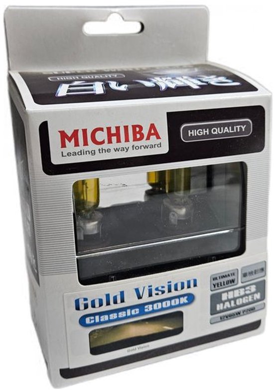 Michiba GoldVision (Geel) Halogeen Lampen HB3 3000K / 65W / 12V. Set à ...