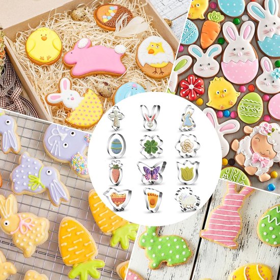 Easter Cookie Cutters Set - 12PCS Biscuit & Egg Shape with Bunny Design ...