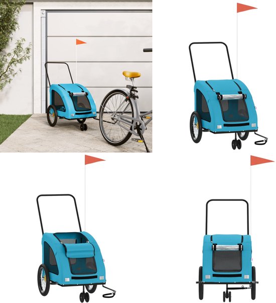 vidaXL Hondenfietstrailer oxford stof en ijzer blauw - Fietstrailer ...