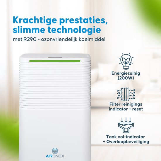 Aironex Luchtontvochtiger en Luchtreiniger 12 ltr - Compact Model ...