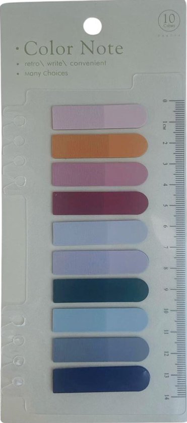 Index tabs - 200 stuks - inclusief liniaal - 10 kleuren - sticky notes ...