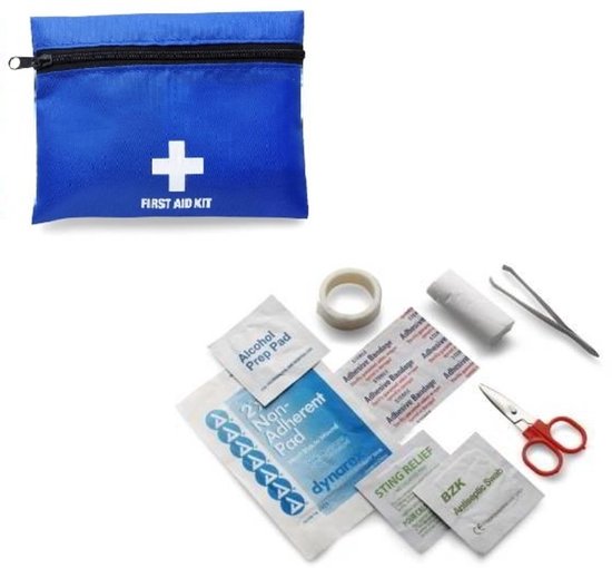 EHBO Kit - Mini First Aid Kit Blauw - Verbandtrommel - EHBO Set - First ...