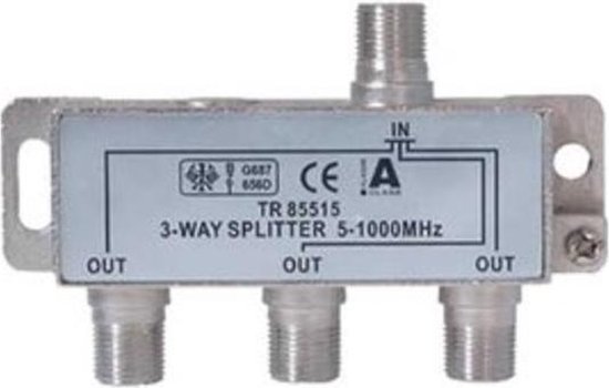 F splitter met 3 uitgangen / 5-1000 MHz | bol