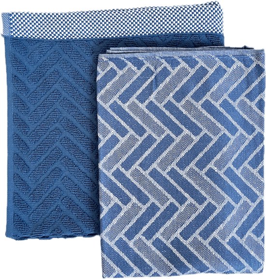 Kracht Bricks - Thee- en keukendoek set - blauw - bakstenen ...
