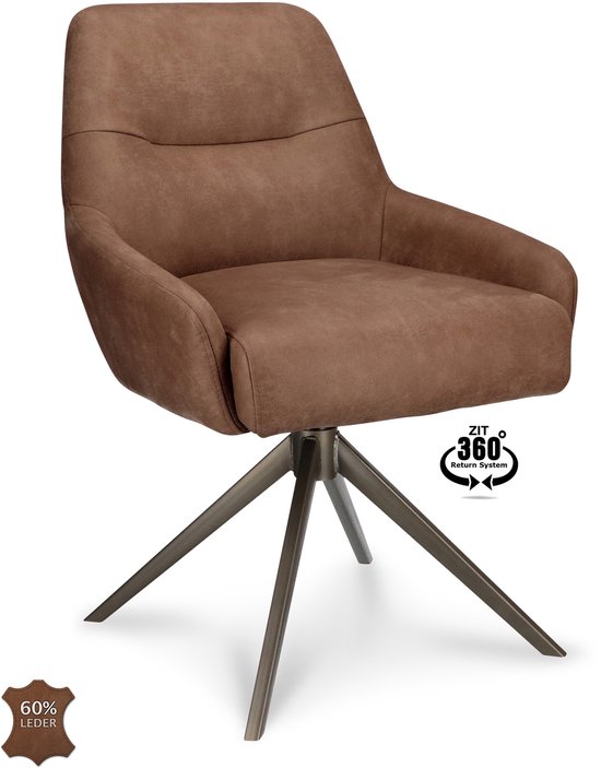 Icon Living - Stoel Bobbie - Microleder Bull Brown - Poot Bronze 360 ...
