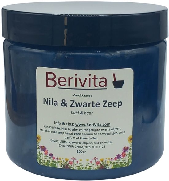 Marokkaanse Zwarte Zeep met NILA 200gr - Olijfzeep - Nilazeep - Sabon ...