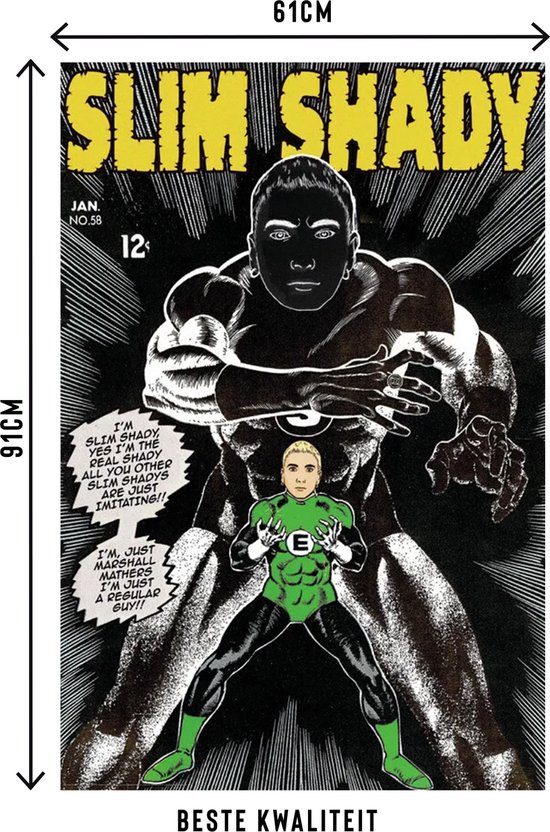 Eminem Retro Slim Shady Hero Poster – 91.5cm x 60 – Comic Style ...