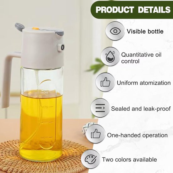 2-in-1 Oliesproeier voor Spijsolie - Premium 100ml Olie Spuitfles ...