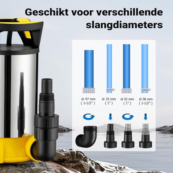Dompelpomp met vlotter 550 W, rvs vuilwaterpomp 12500 l/u, vlakzuiger ...