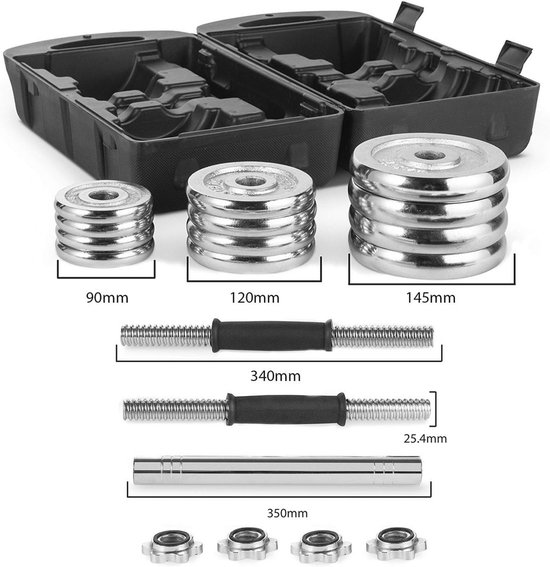 2 in 1 Gewichten Set voor Gewichtheffen - 20 kg Draagbare Halter met ...