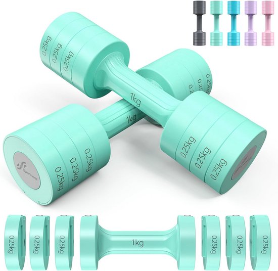Verstelbare halters set 2x1-2,5 kg - 4-in-1 dumbbellset voor thuis ...