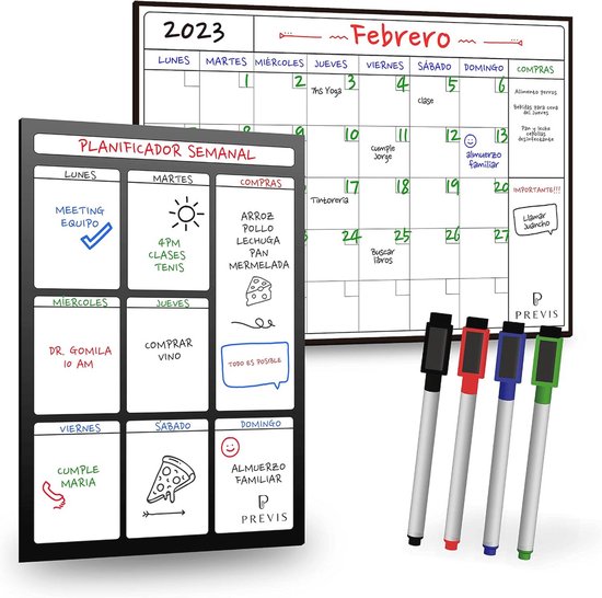 Magnetische A4 Maandkalender en Weekplanner - Organiseer Je Dag, Menu ...