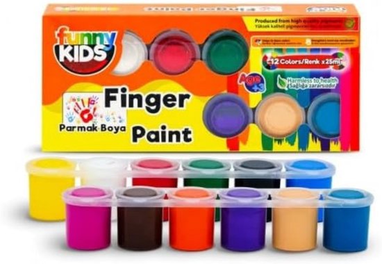 Vingerverf Set voor Kinderen 12x25ml - Uitwasbaar, Niet-Giftig ...