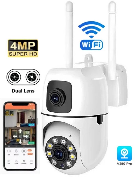 Beveiligingscamera Voor Buiten en Binnen - 360° Draaibare Camera met Nachtzicht - 4MP... | bol