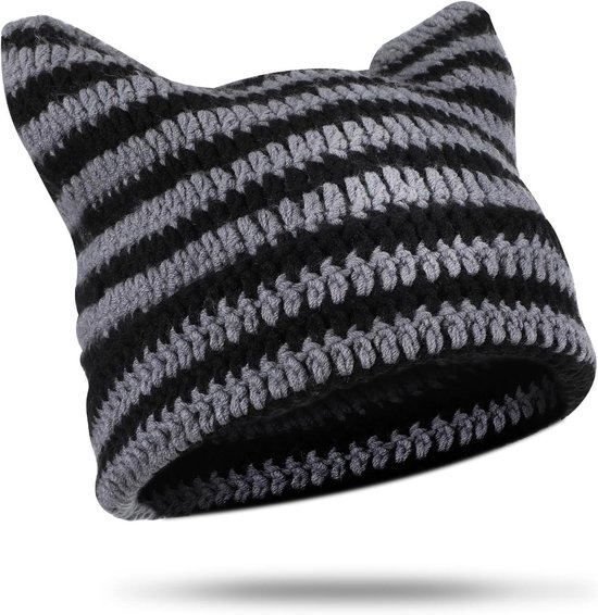 Muts Met Kattenoren - Y2k Kawaii Gebreide Wintermuts Voor Meisjes ...