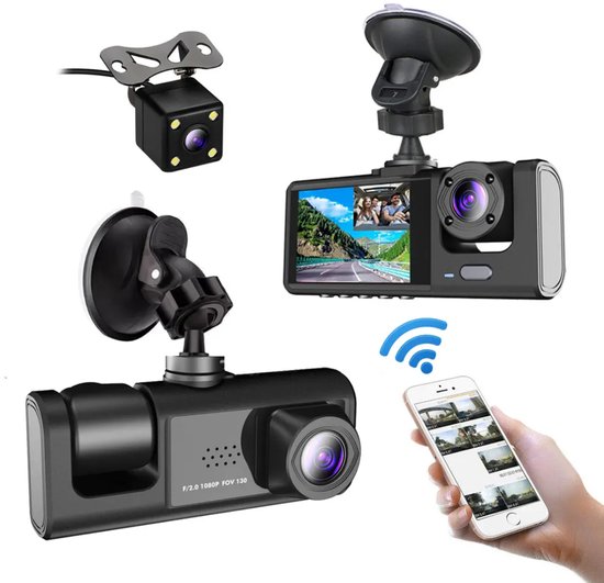 piricam® Dual Dashcam Voor Auto 3 in 1 - Voor en Achter Camera Full HD ...