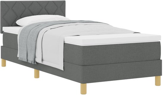 vidaXL - boxspring - bed - met - matras - donkergrijs - 90x200 - cm ...
