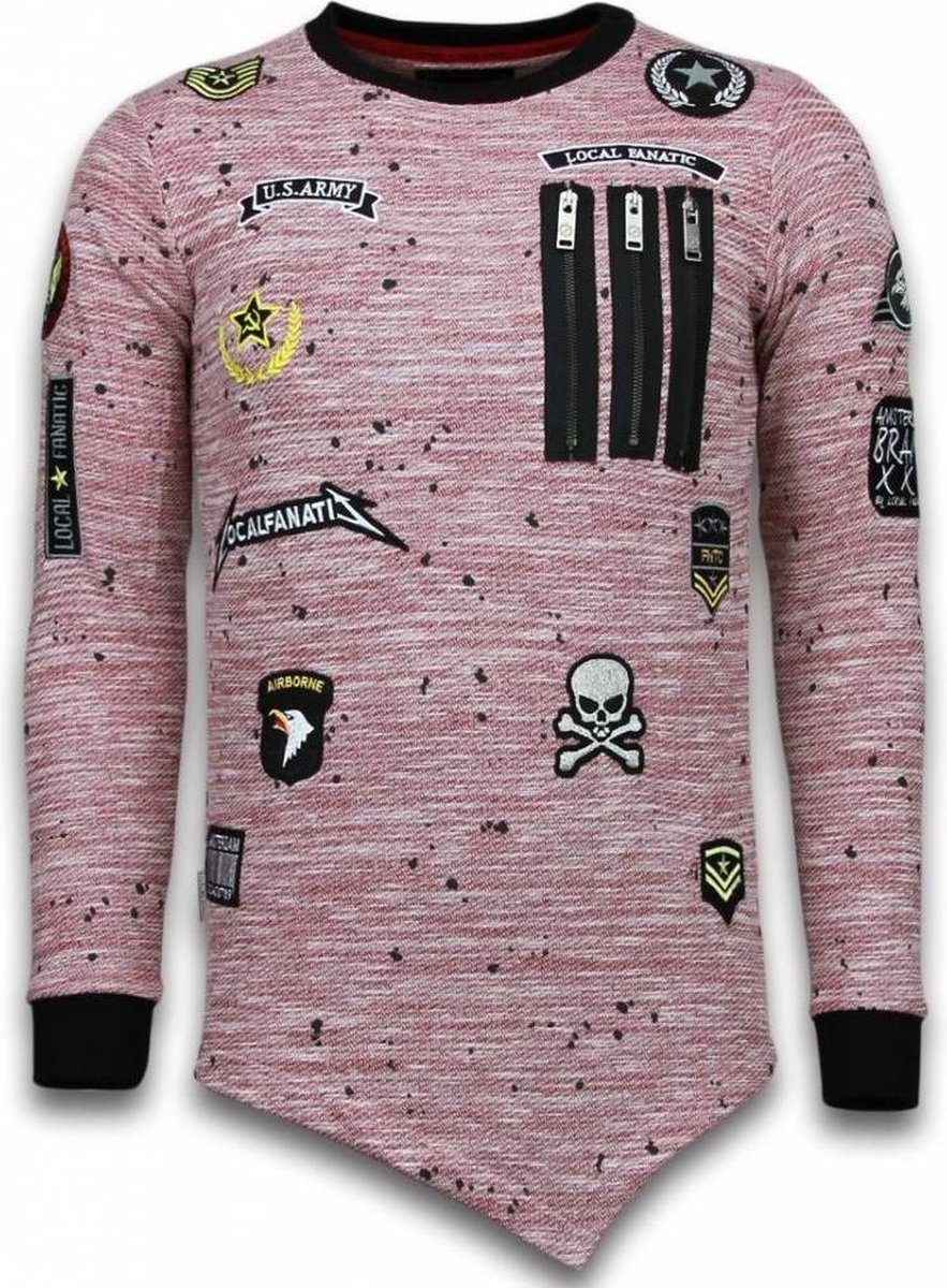 Longfit Asymmetric Embroidery - Sweater Patches - US Army - Roze | bol.com