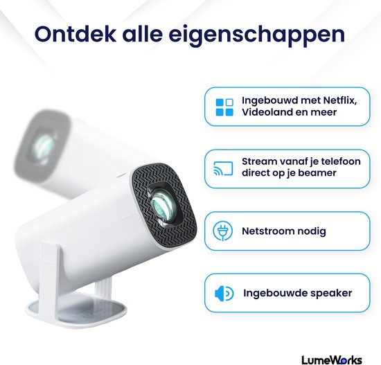 LumeWorks Orion - Mini Beamer - 4K Beeldkwaliteit - Projector - Incl ...