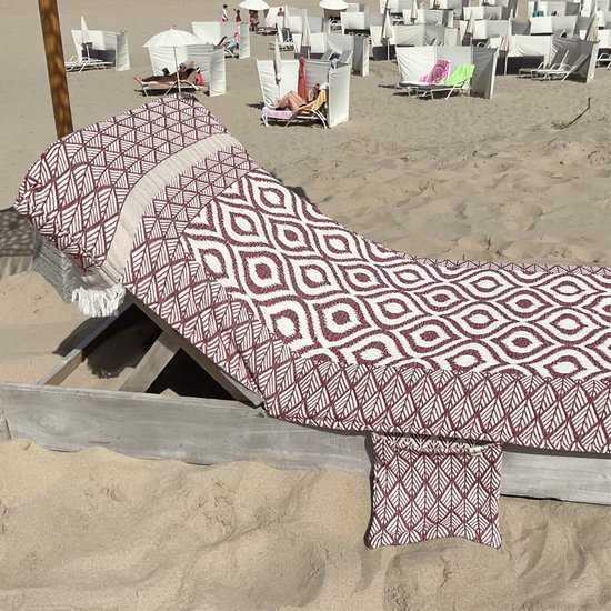 hiPPs Loungie Eye Burgundy. Luxe dikkere Hamamdoek voor ligbed | met ...