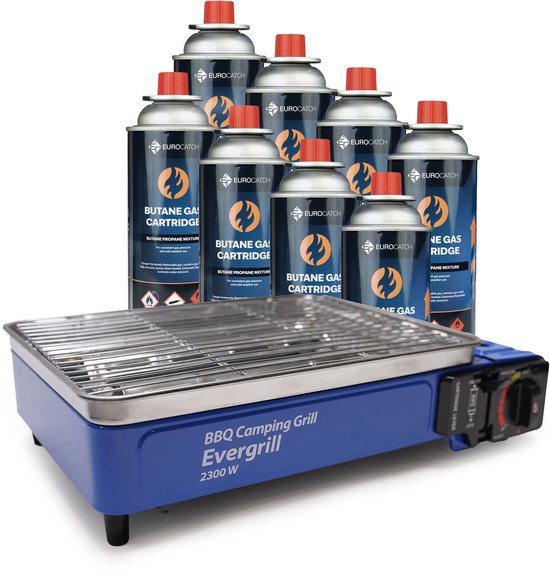 Eurocatch Butaangas Camping Grill - Evergrill incl 8 Gasbussen - Gas ...
