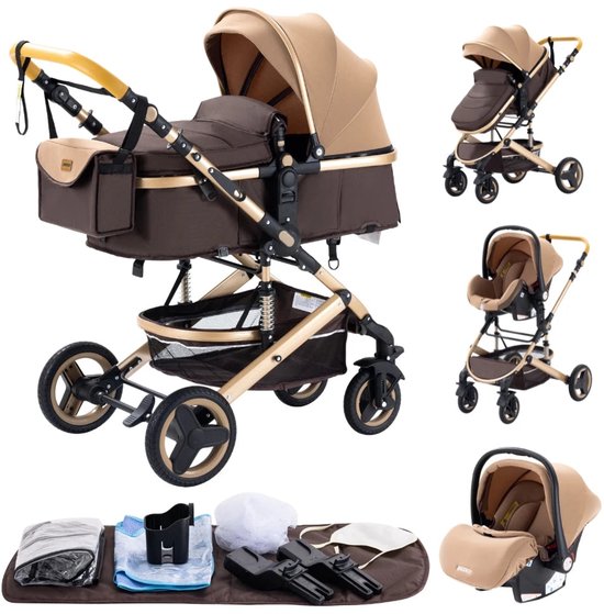 Kinderwagen - Kinderwagen 3 in 1 - Stroller - Opklapbare Wandelwagen - Luxe... | bol