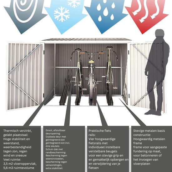 JMZR® Fietsenstalling Voor in de Tuin - Fietsberging - Fietsenhok | bol