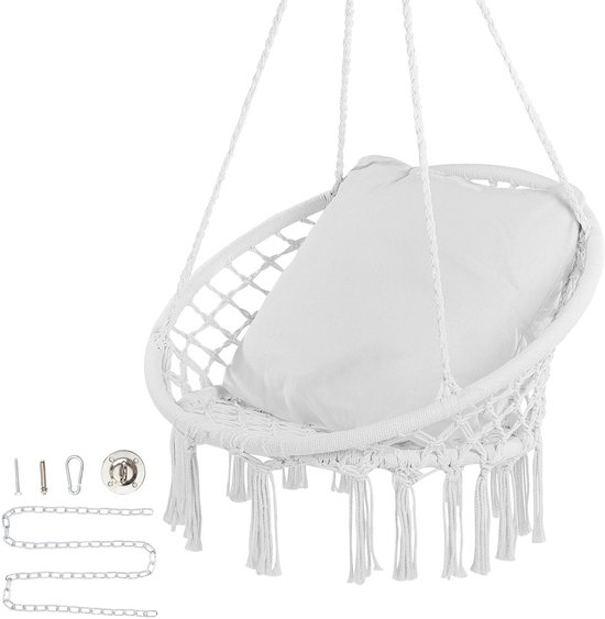 Hangstoel - gezellig en stijlvol voor elke kamer. Deze macramé stoel ...