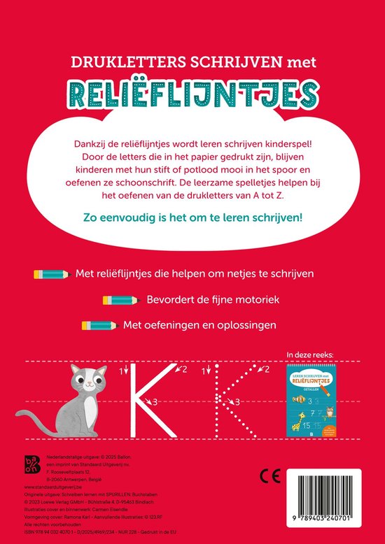 Leren schrijven met reliëflijntjes: Drukletters | 9789403240701 | Boeken | bol