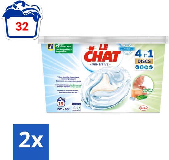 Le Chat Sensitive - Wasmiddelcapsules - Witte en Gekleurde Was ...