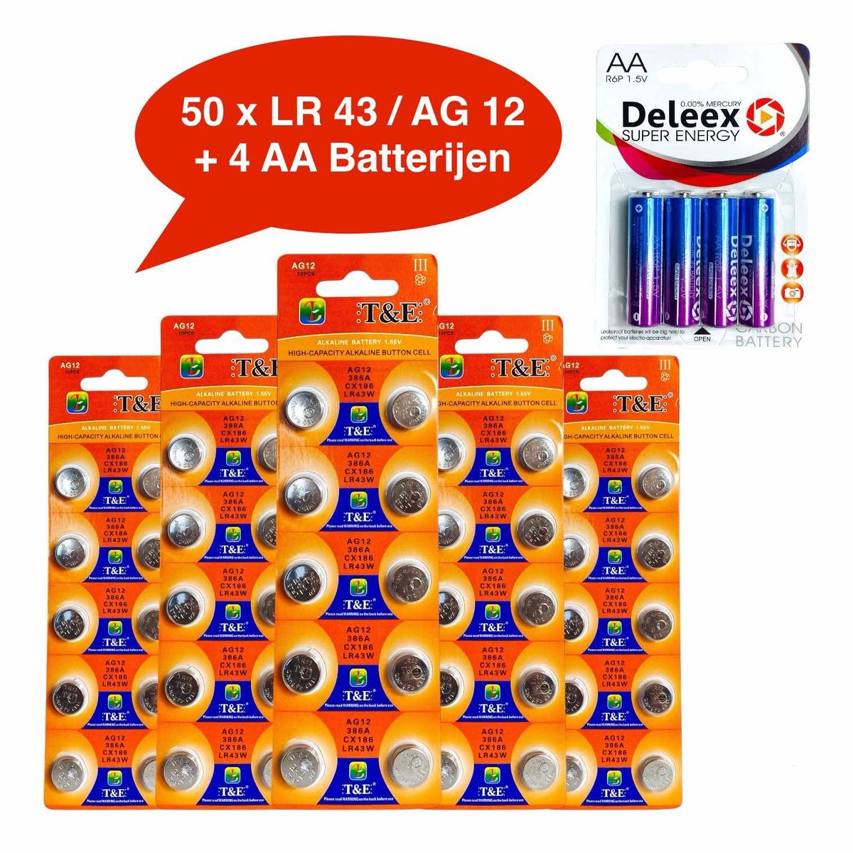 LR43 Button Cells AG12 LR43 SR43 Batteries - 10 Pack Alkaline Button ...