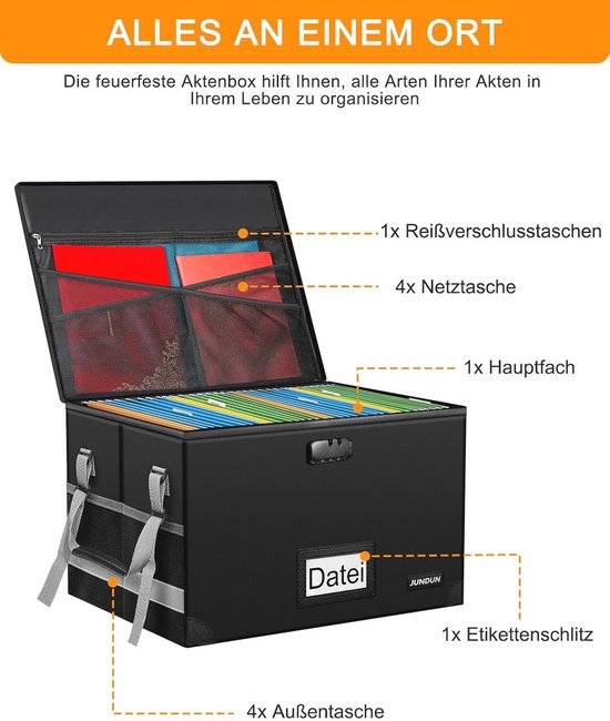 Dossierorganizer met slot - Inklapbare vuurvaste documentenbox voor thuis en kantoor | bol