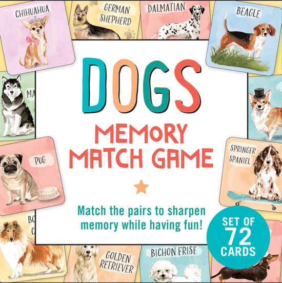 Dogs Memory Match Game (Set of 72 Cards) | 9781441342232 | Boeken | bol