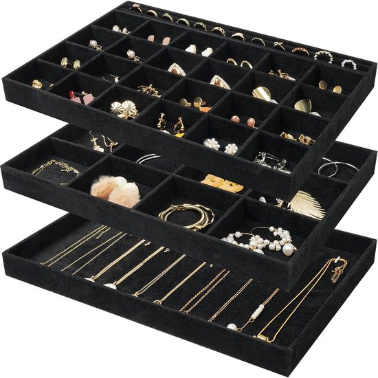 Stapelbare Fluwelen Sieraden Lade Organizer voor Dressoir Garderobe ...