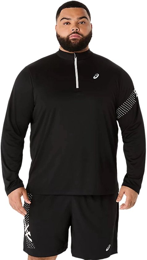 Asics icon ls 1/2 zip in de kleur zwart. | bol